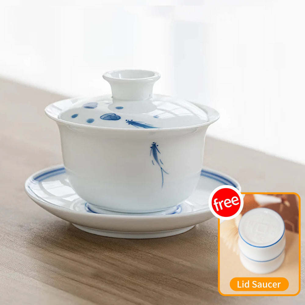 Three Fish Figure Hand-Painted Gaiwan 三鱼手绘盖碗 Tea Set[TS20] – LAPSANGSTORE